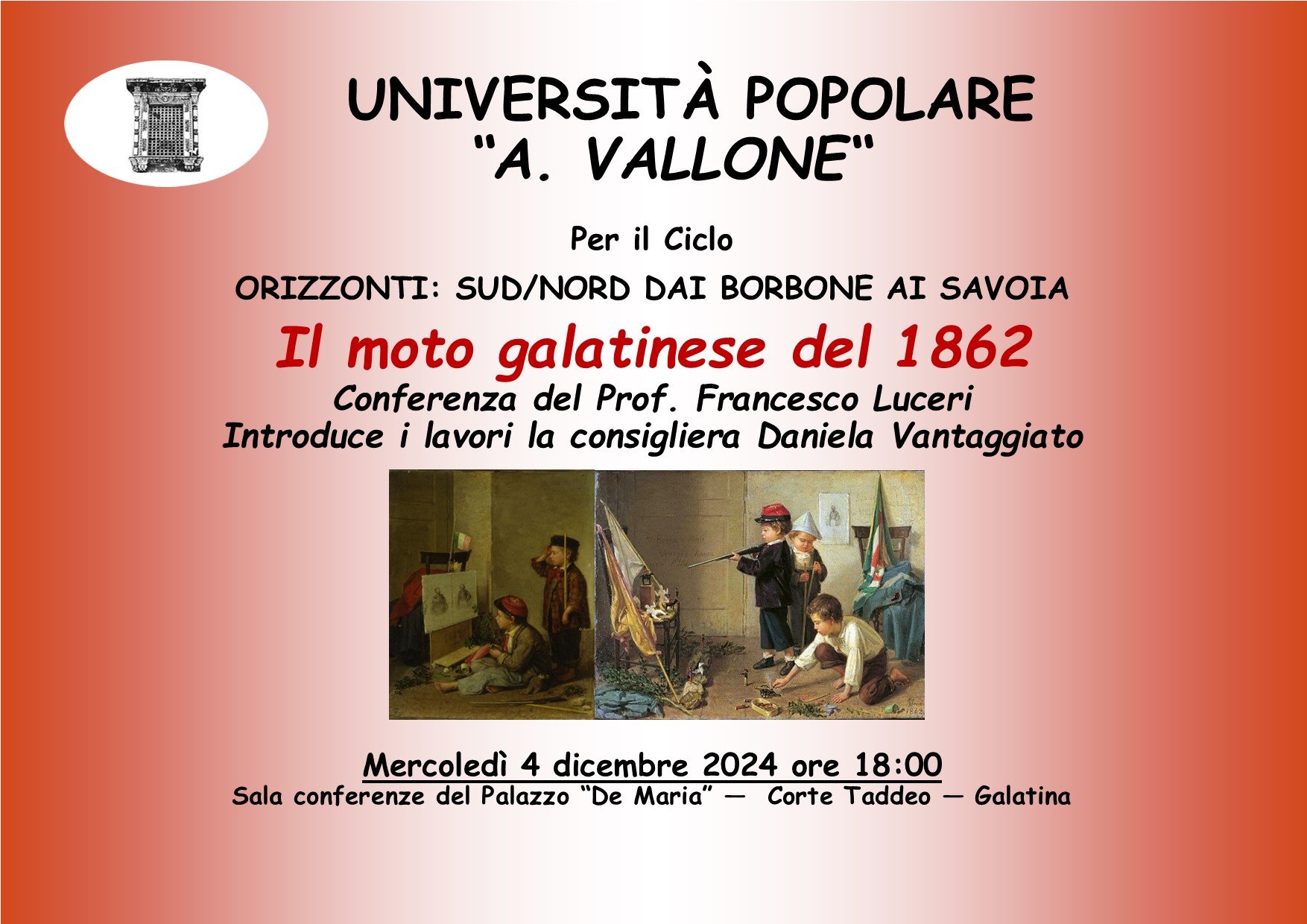 “Il moto galatinese del 1862”, conferenza di Francesco Luceri per l ...